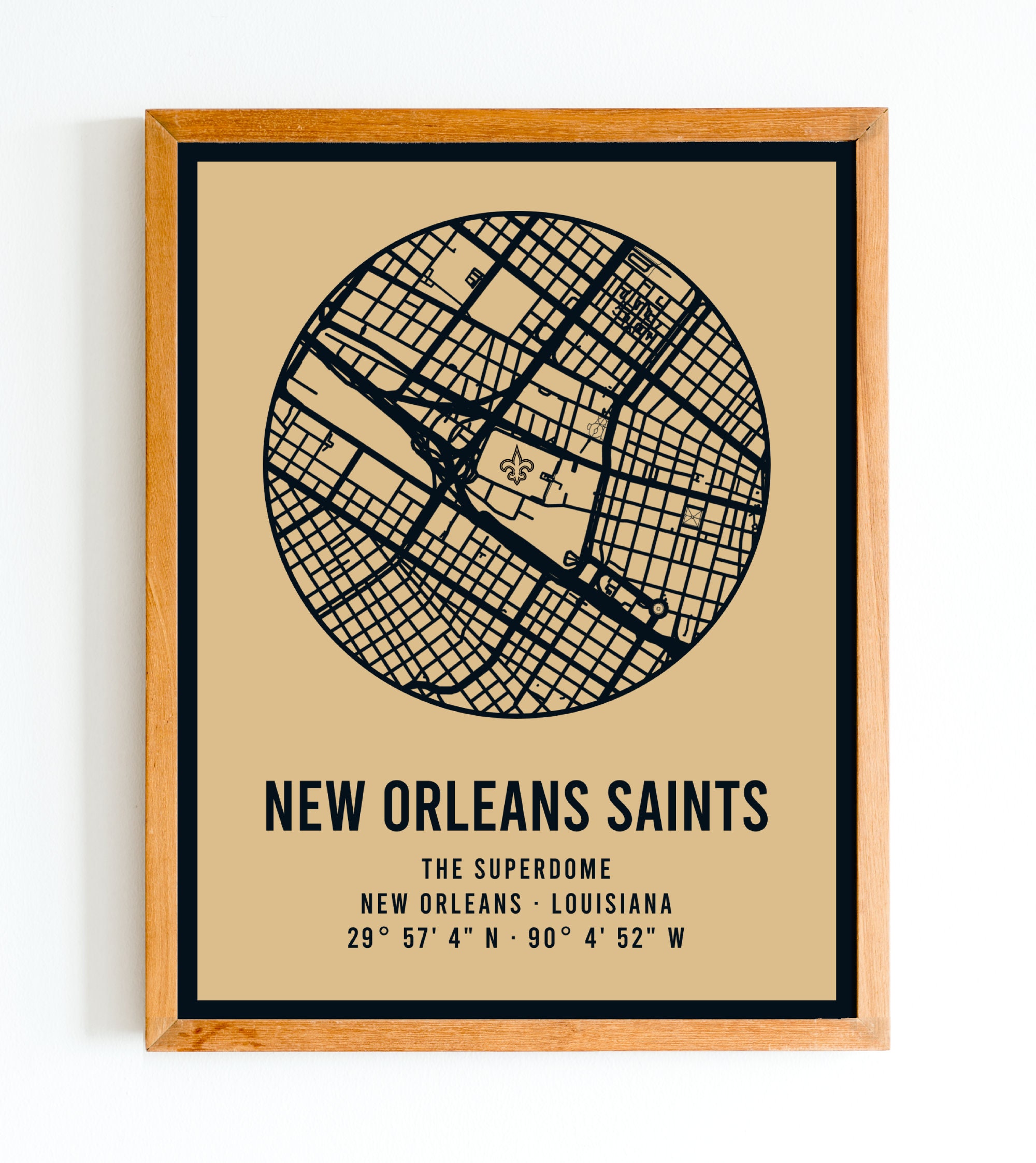 Modern New Orleans Saints Superdome Map Print | NFL Stadium Map | NFL ...