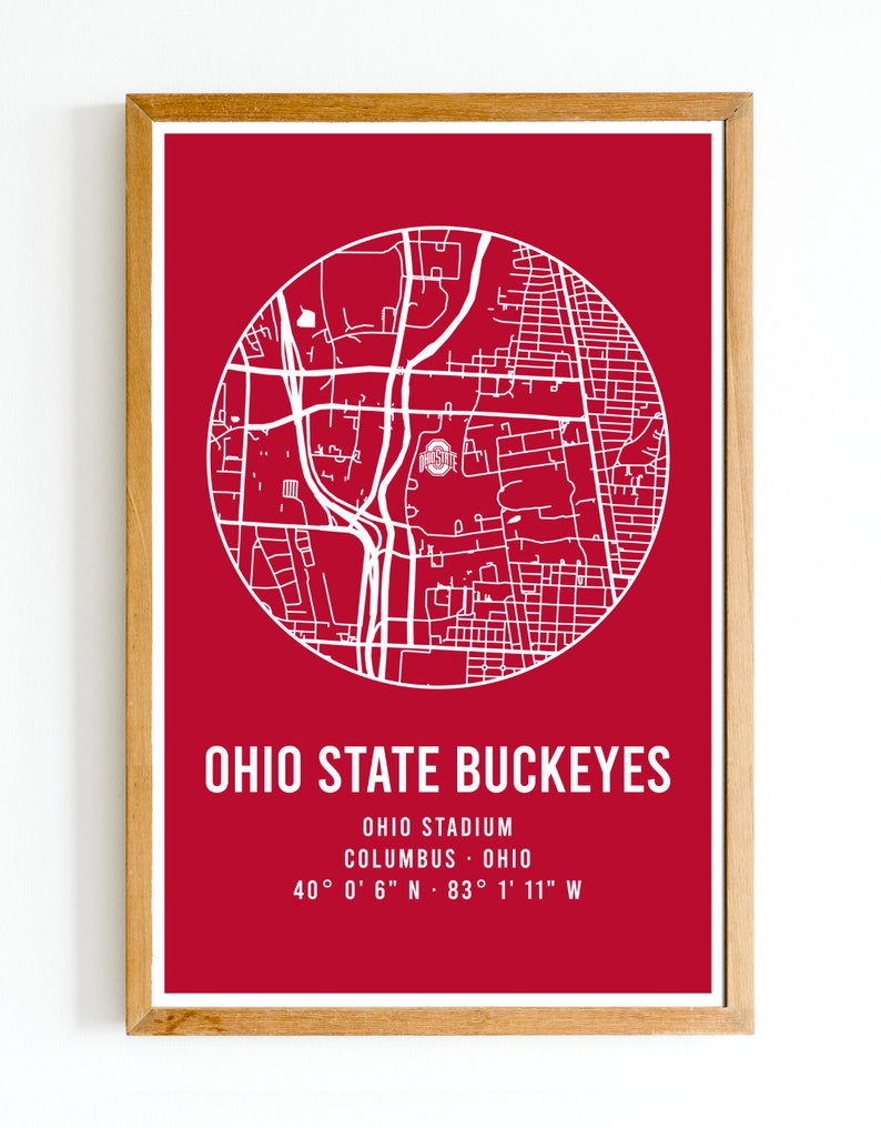 Modern Ohio State Buckeyes Stadium Map Print College Football Stadium ...