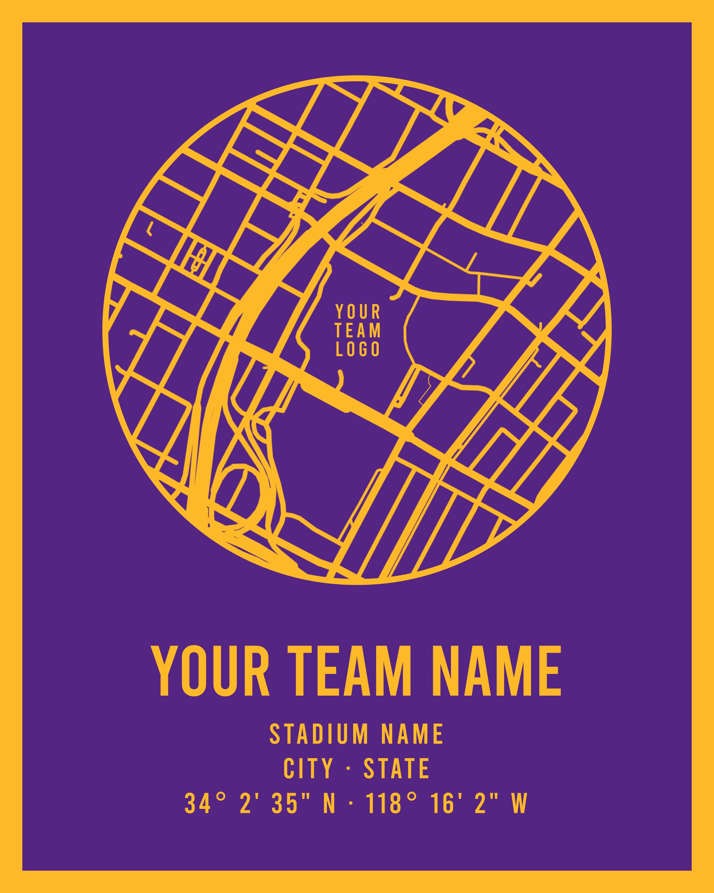 Custom Modern Sports Team Stadium Map Print | Football Stadium Print ...