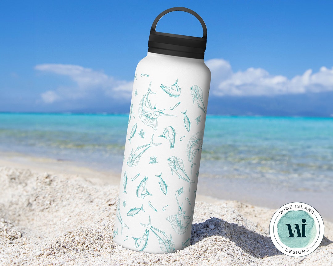 Deep Sea Fishing Ocean Love Stainless Steel Water Bottle, Original Art ...