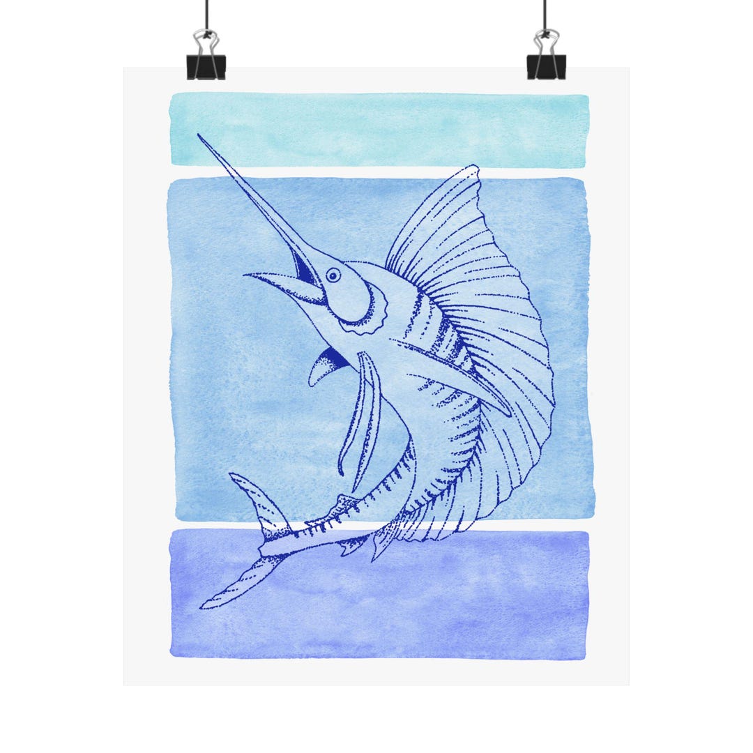 Sailfish - Matte Vertical Posters - Marlin - Wall Art - Deep Sea ...