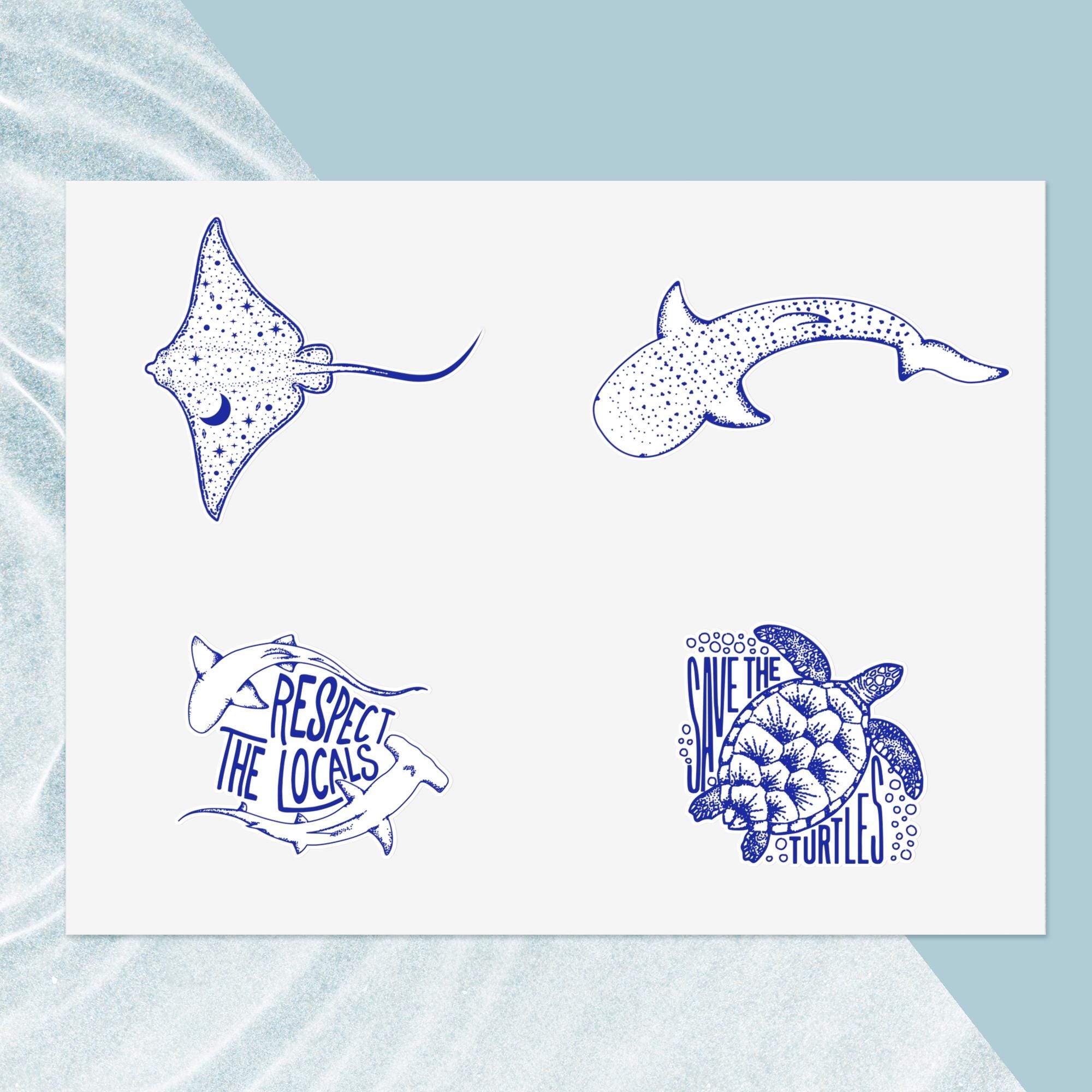 Ocean Love Sticker Set | Turtle | Shark | Whale Shark | Ray | Save the ...