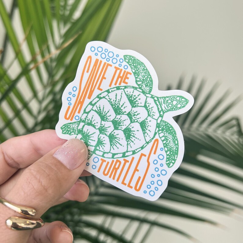 Save the Turtles Sticker Save the Sea Turtles Kiss-cut Vinyl Decal 3x3 ...