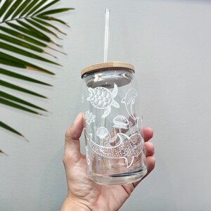 Sea Life Glass Can - Blue or White | Whale Shark Nurse Shark Ray Turtle ...