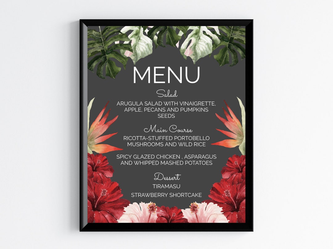 Hawaii Themed Party, Editable Template, Menu Sign, Buffet Sign ...