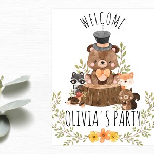 Editable Woodland Welcome Sign, Printable Sign, Woodland Animals, Baby ...