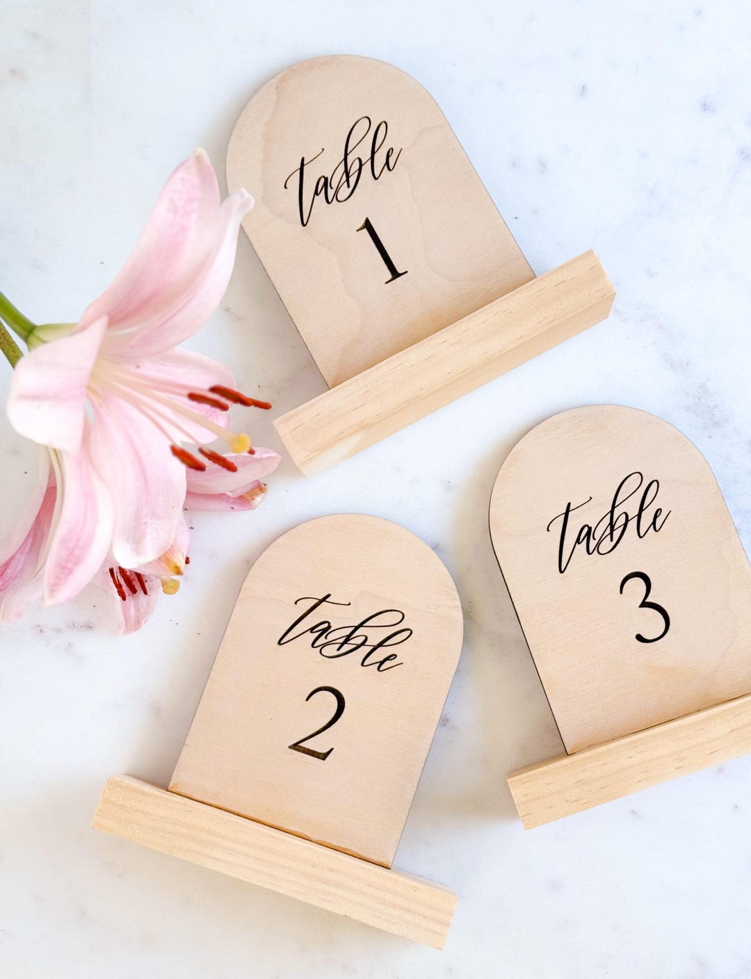 Table Signs for Wedding | Engraved Wood Table Markers | Natural Table ...