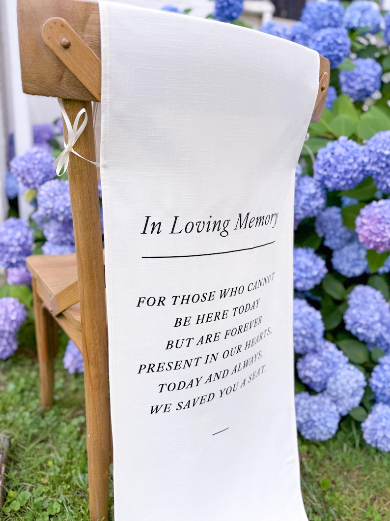 Ivory Custom in Memory of Wedding Chair Sign | Personalized Fabric ...