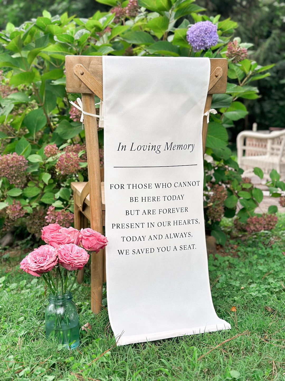Custom in Memory of Wedding Chair Fabric Sign Personalized Memorial ...