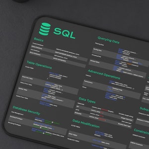 SQL Cheat Sheet Desk Mat for Database Administrators, Analysts, and ...