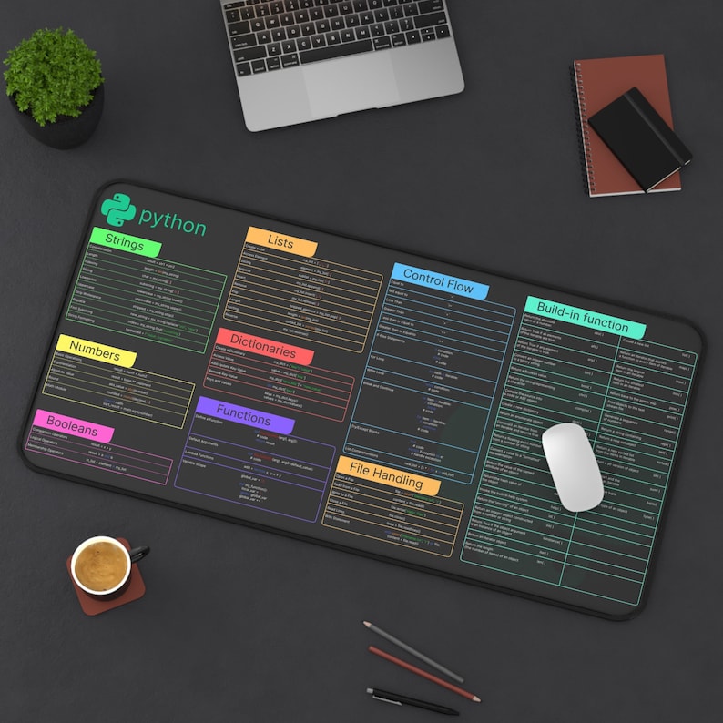 Python Cheat Sheet Desk Mat for Software Engineers Hackers - Etsy UK