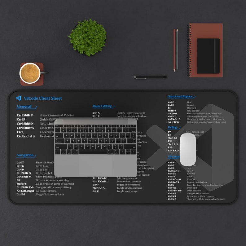 Vscode Cheat Sheet for Win & Mac, Desk Mat Home Office Decor Gift ...