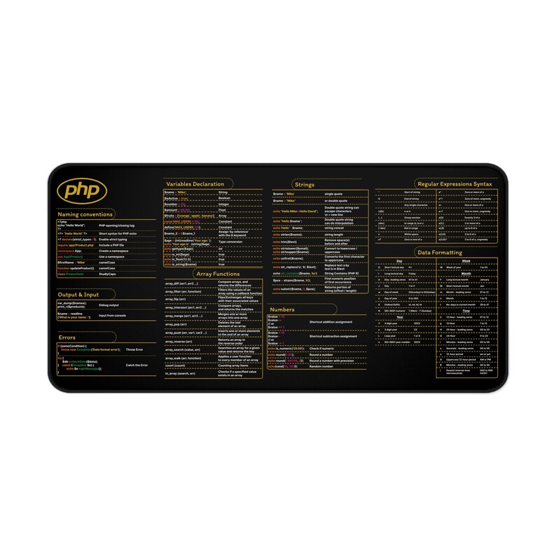 PHP Cheat Sheet Desk Mat for Programmers and PHP Developer, Desk ...