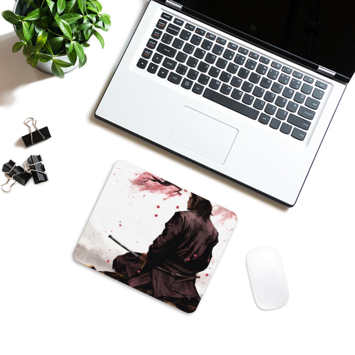 Japanese Samurai Desk Mat - Japanese XL Mouse Pad, Sakura Gaming Mat ...