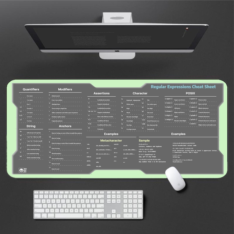Regex Cheat Sheet Desk Mat: Non-slip Coding Reference for Programmers ...