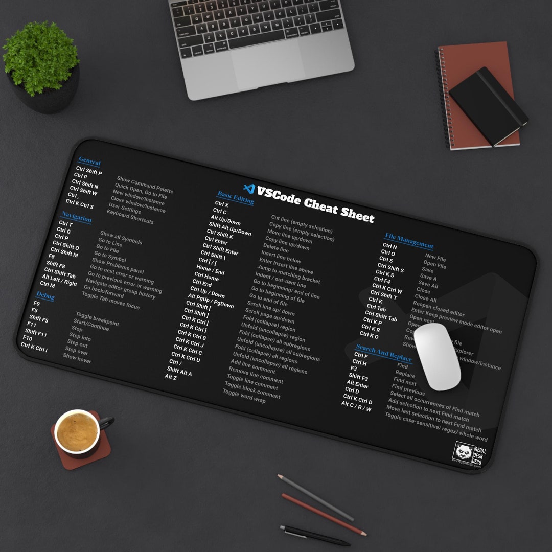 Vscode Cheat Sheet for Win & Mac, Desk Mat Home Office Decor Gift ...