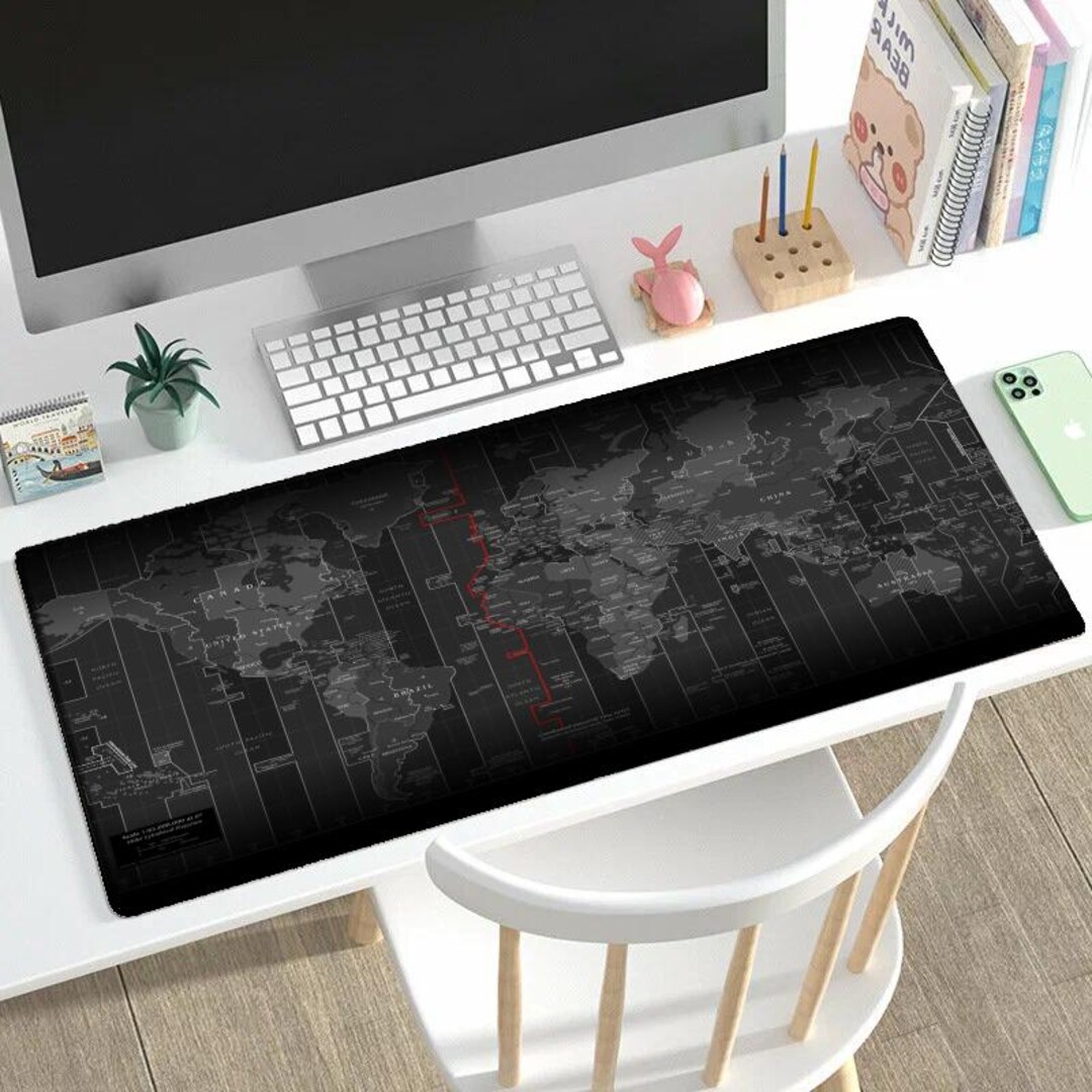 World Map Time Zone Pattern Desk Pad, Gaming Mouse Pad, Office Desk Mat ...