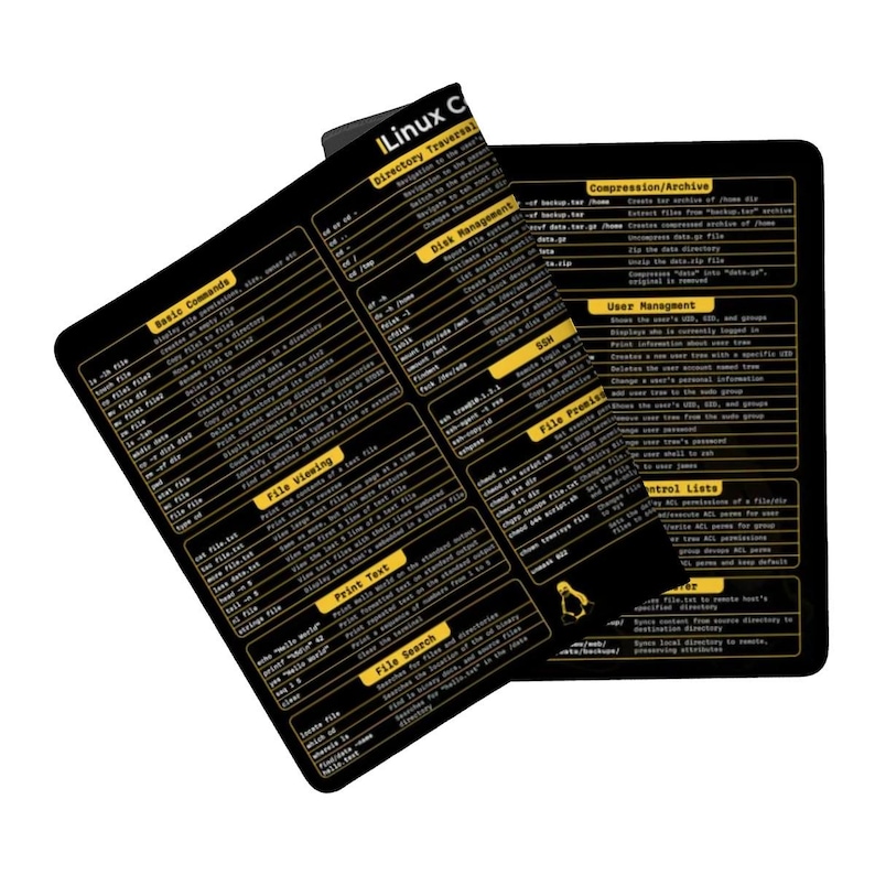 Linux Cheat Sheet Desk Mat: Shortcuts Keyboard Pad for Engineers ...