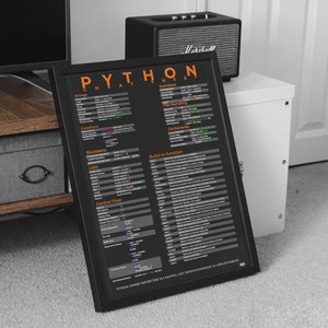 Python Cheat Sheet Poster: Key Commands for Programmers, Developers ...