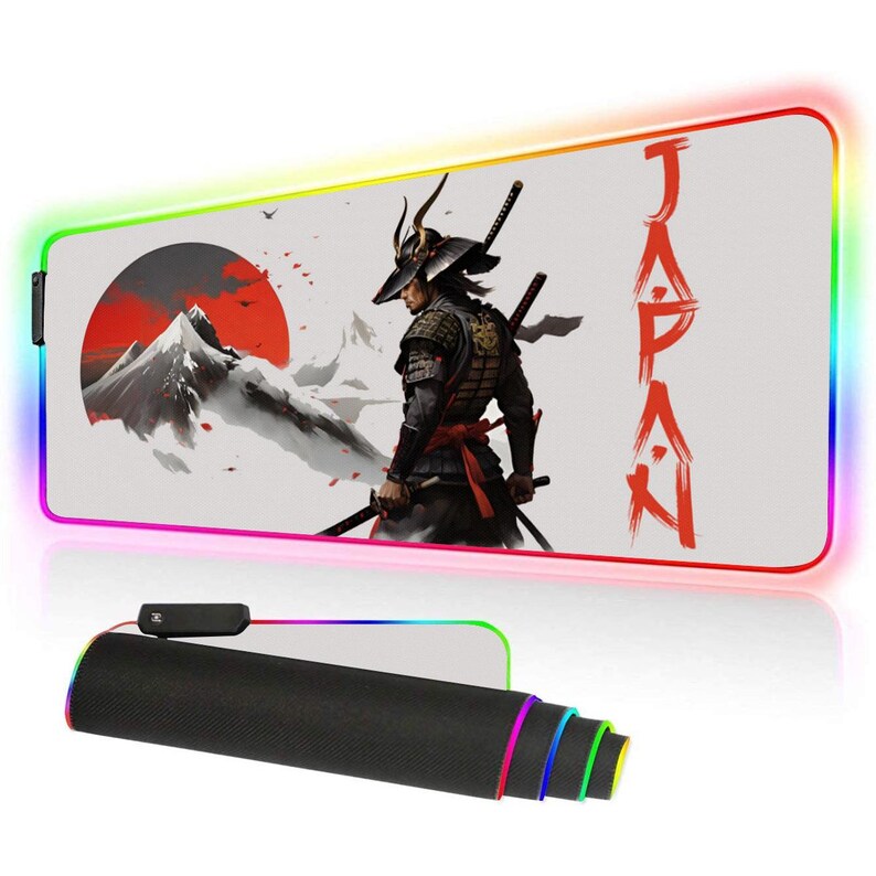 Japanese Samurai Desk Mat: XL Gaming Mouse Pad With RGB - Etsy