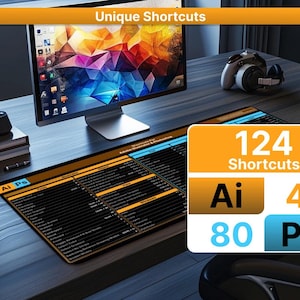 Adobe Illustrator & Photoshop Shortcuts Desk Mat: Cheat Sheet Pad for ...