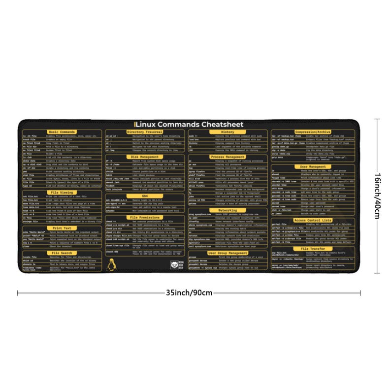 Linux Cheat Sheet Desk Mat: Shortcuts Keyboard Pad for Engineers ...