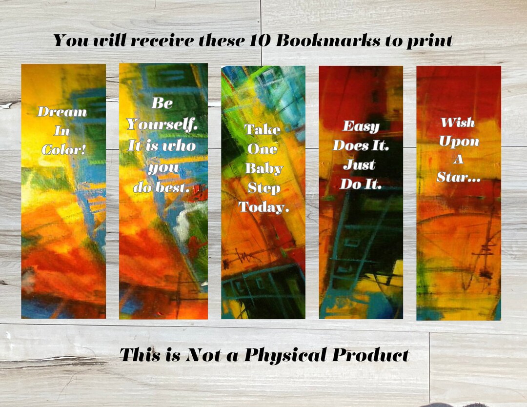 10 Abstract Printable Bookmarks Easy Digital Download to - Etsy