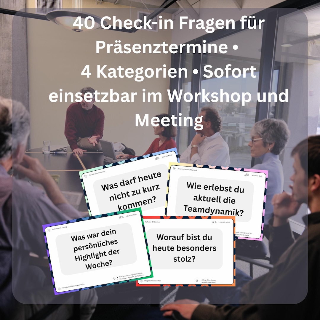Check-in Questions for In-person Meetings | 40 Cards for Team Meetings ...