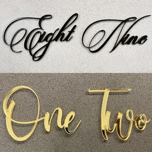 Acrylic Text Numbers, Modern Cursive Numbers, Table Cursive Numbers ...