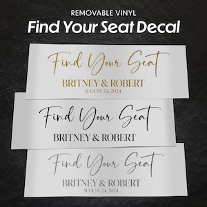 Find Your Seat Vinyl Decal: Wedding Seating Chart Sticker - Etsy