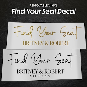 Find Your Seat Vinyl Decal: Wedding Seating Chart Sticker - Etsy