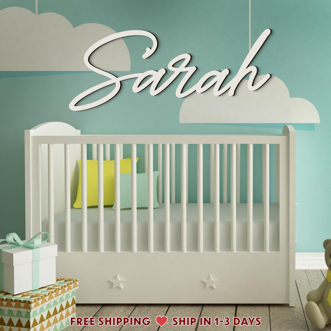 Custom Nursery Name Sign, Personalized Baby Name Sign, Nursery Wall ...