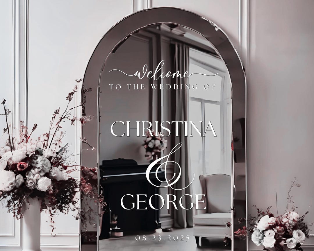 Customizable Wedding Mirror Decal: Personalized Names, Vinyl Stickers ...