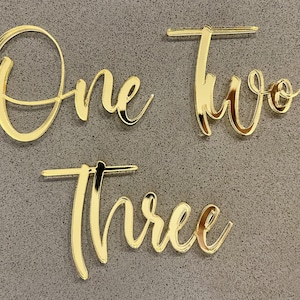 Acrylic Text Numbers, Modern Cursive Numbers, Table Cursive Numbers ...