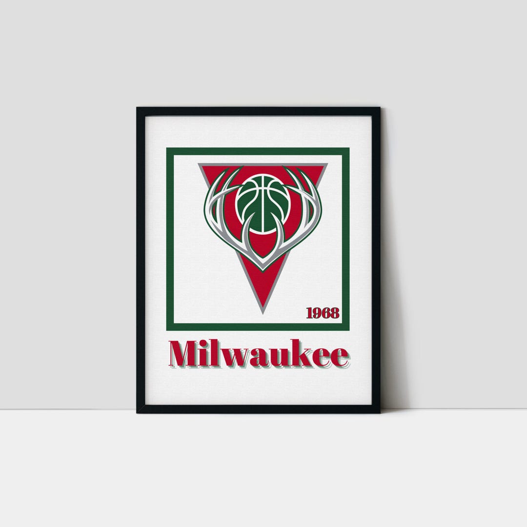 Milwaukee Bucks Wall Art | Minimalist Basketball Print | Modern Sports ...