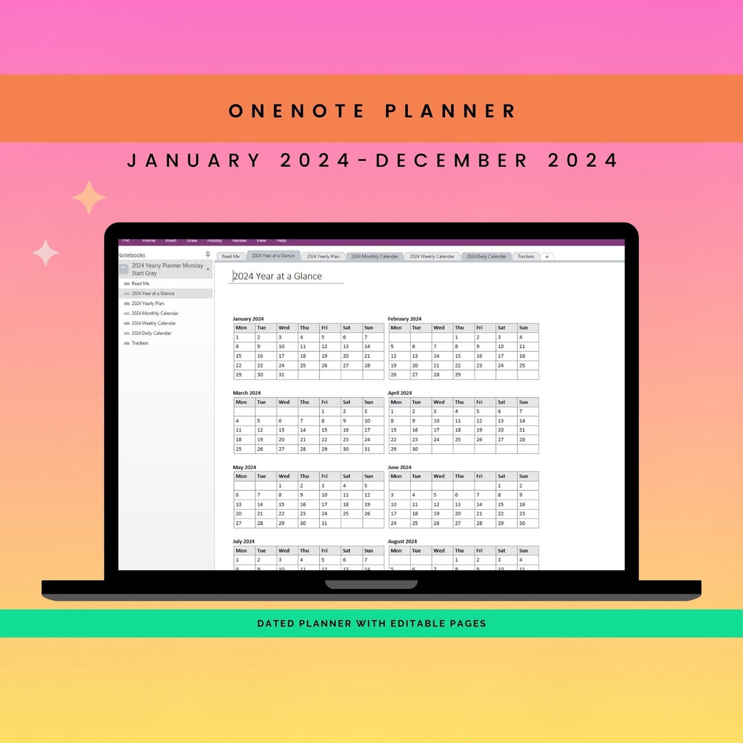 2024 Onenote Planner 2024 Onenote Digital Planner Gray - Etsy Australia