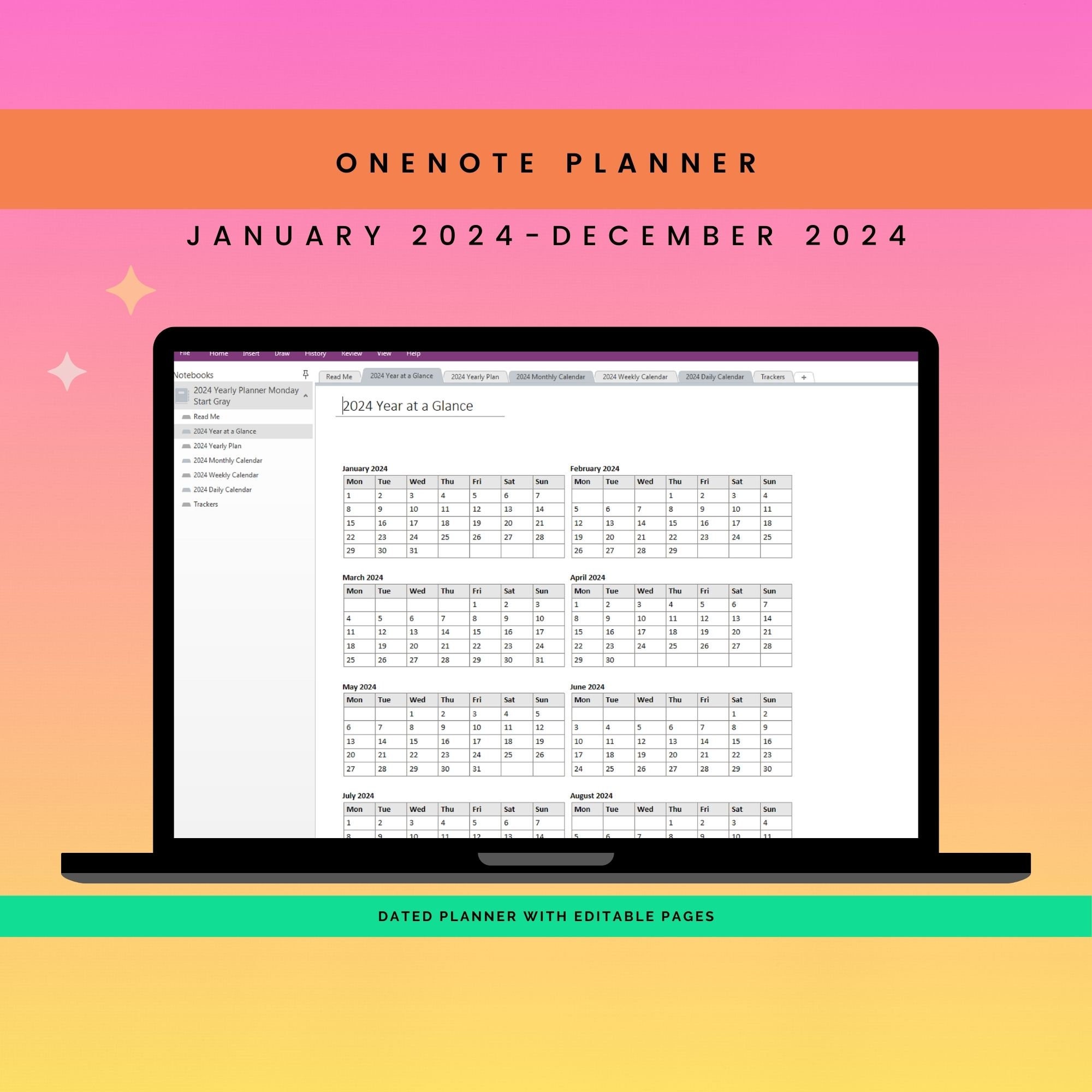 2024 Onenote Planner 2024 Onenote Digital Planner Gray - Etsy Australia