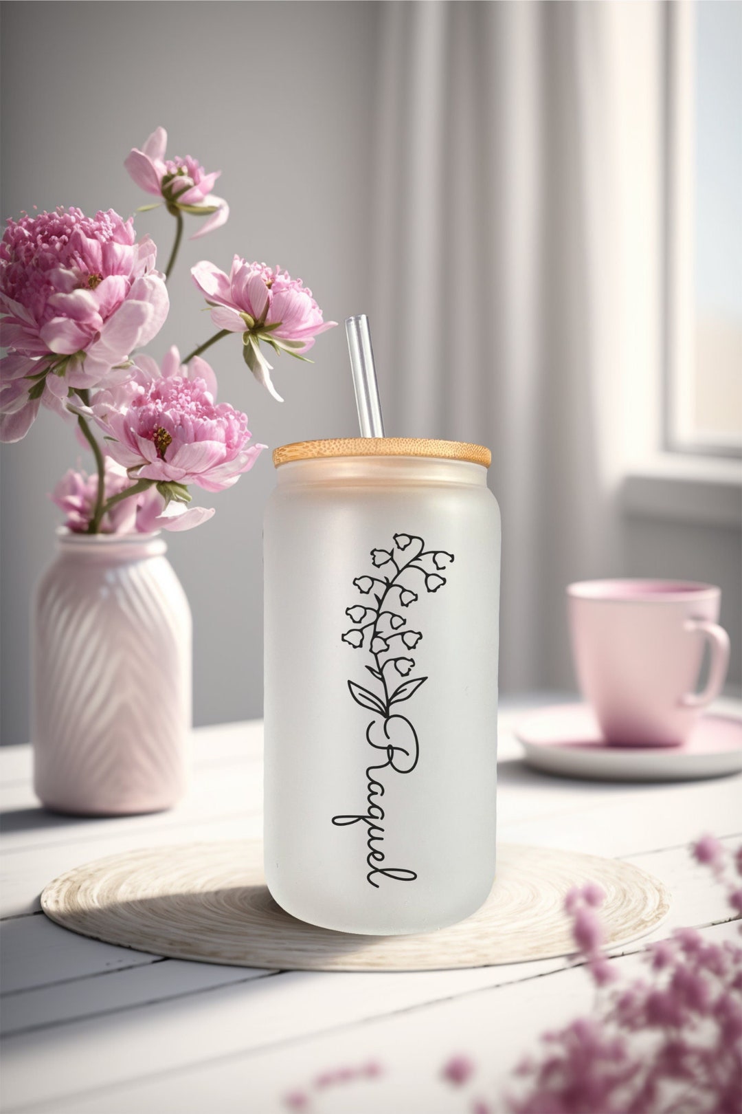 Personalized Birth Flower Coffee Cup With Name Gifts for Her Bridesmaid ...