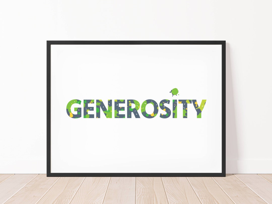 GENEROSITY Art, Inspirational Core Values, Colorful Illustrations ...