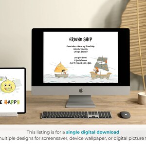 Be Happy Device Wallpaper for Kid, Printable Smiley Face Illustrations ...