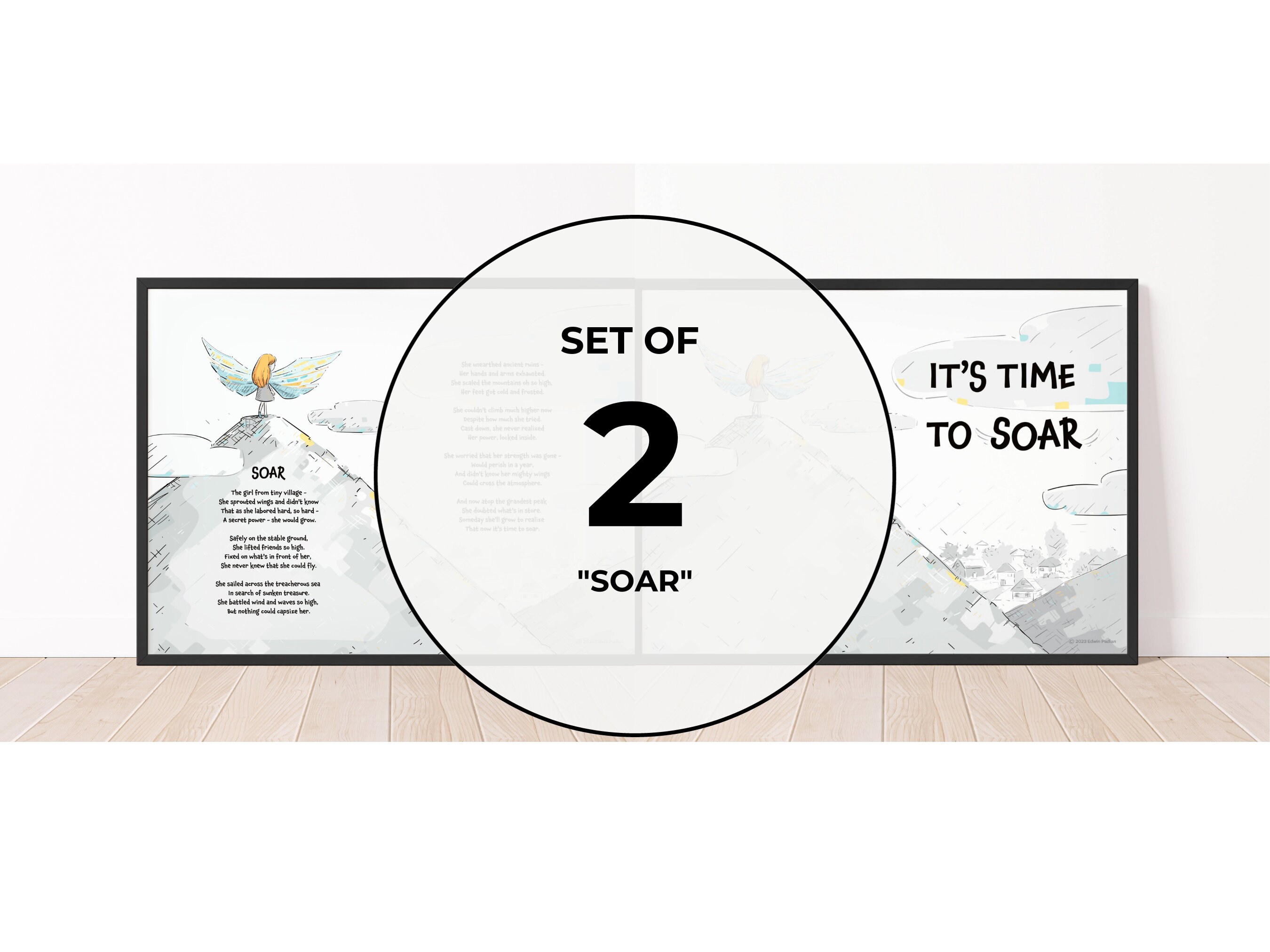 Soar Poem Printable Art for Child, Wings Illustration, Colorful ...