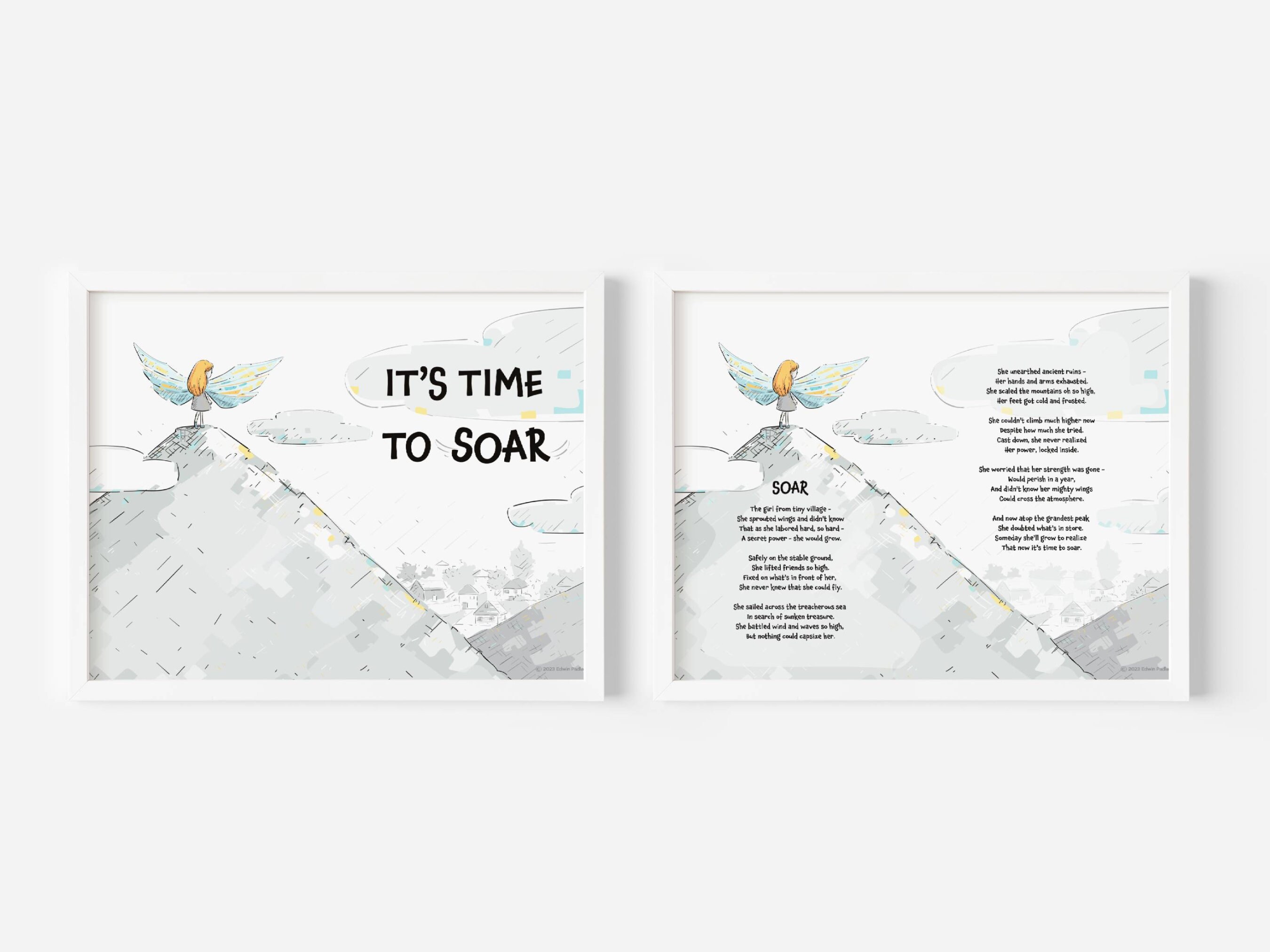 Soar Poem Printable Art for Child, Wings Illustration, Colorful ...