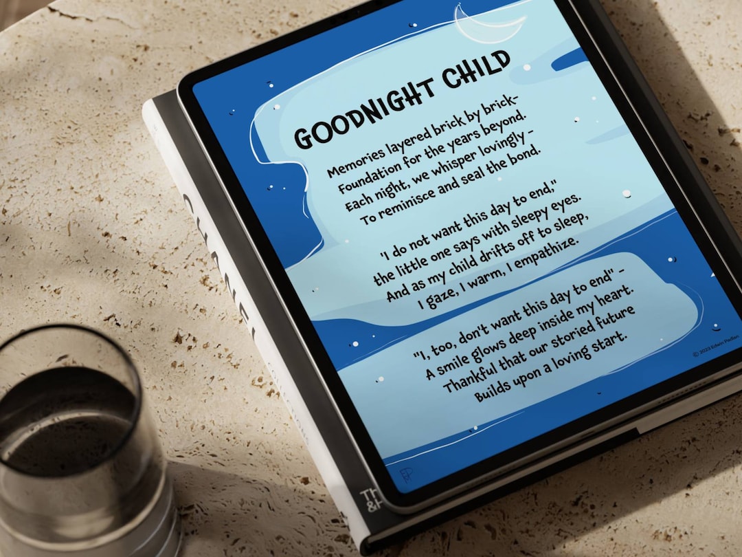 Goodnight Poem Device Wallpaper for Kid, Printable Goodnight Poem ...