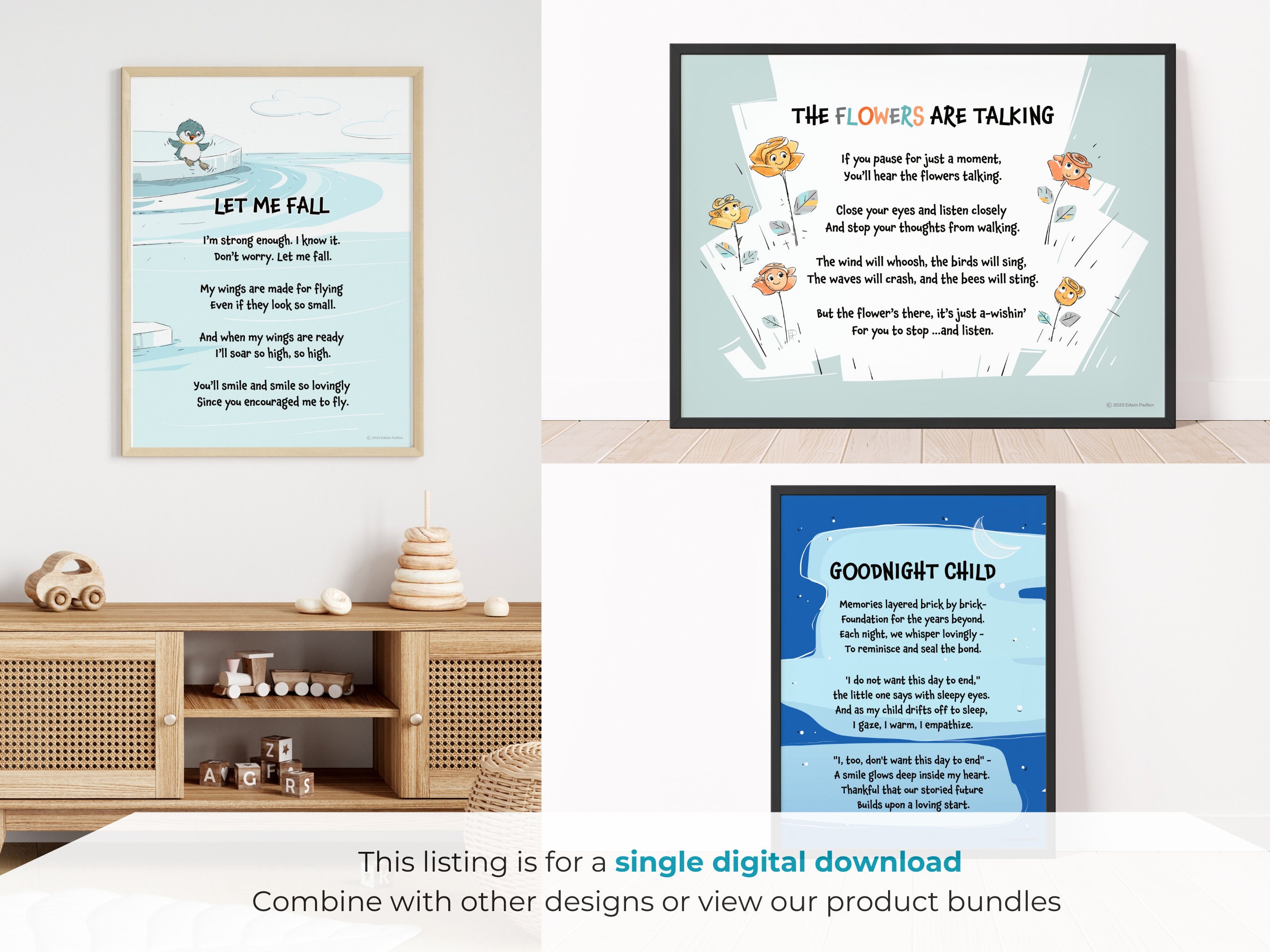 Flowers Are Talking Poem Digital Wall Art for Kid, Printable Flowers ...