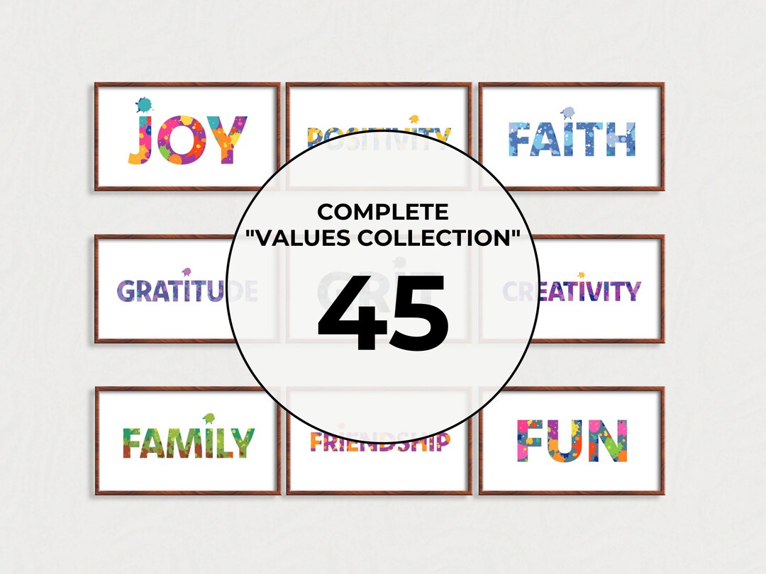 VALUES Art, Inspirational Core Values, Colorful Illustrations ...