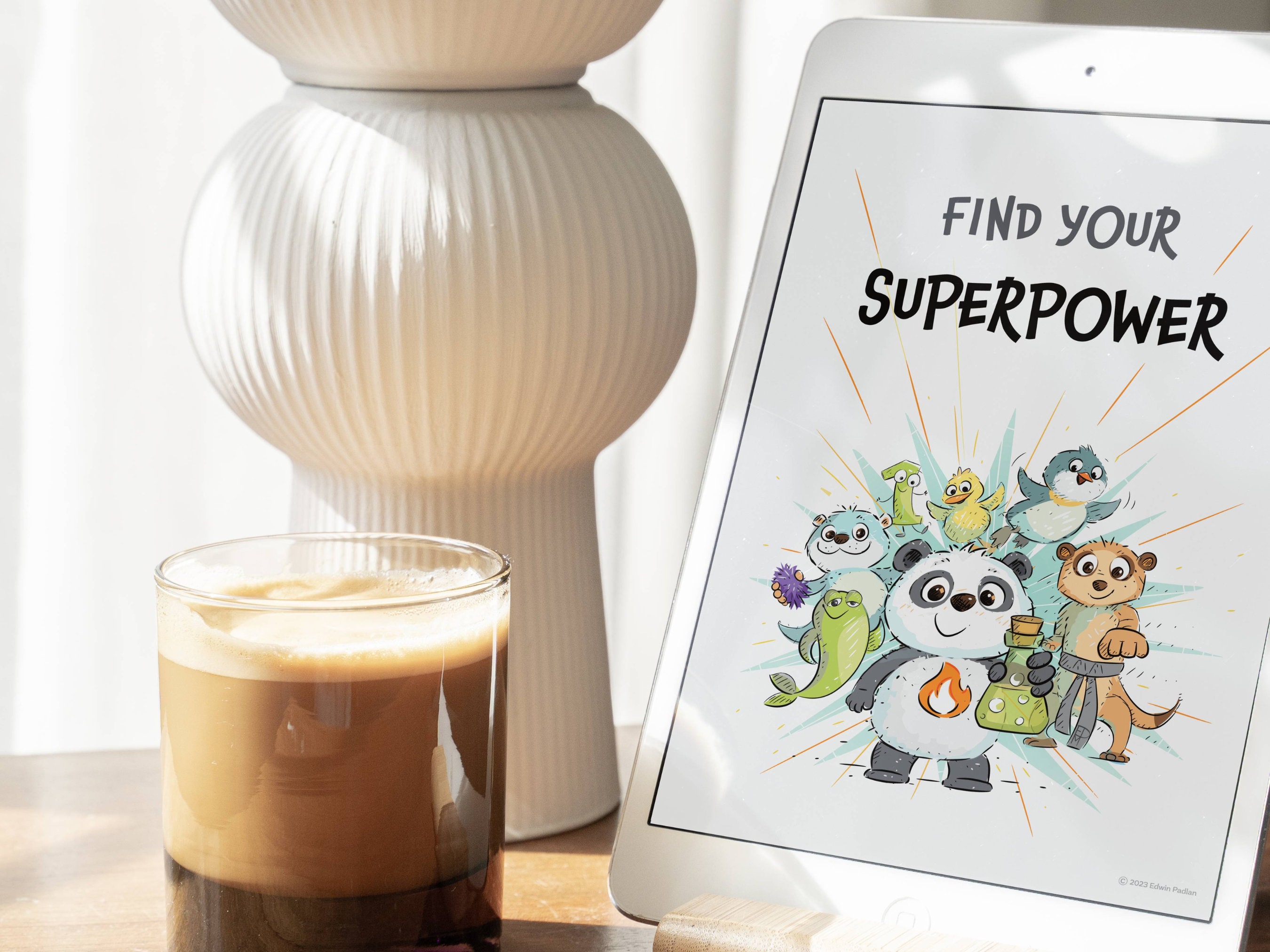 Superhero Device Wallpaper for Kid, Printable Superpower Illustrations ...