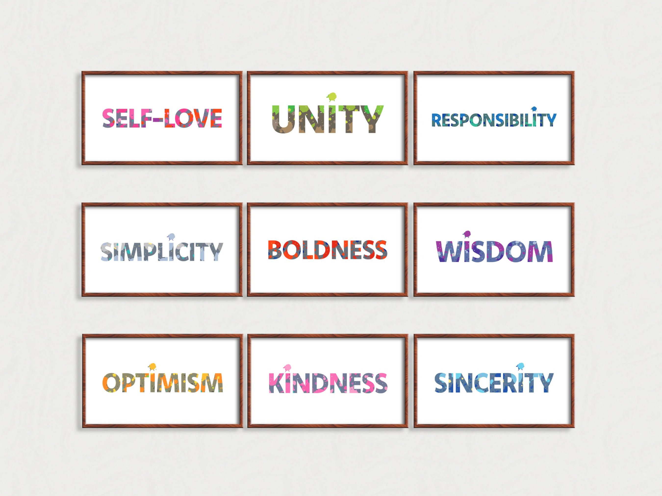 VALUES Art, Inspirational Core Values, Colorful Illustrations ...