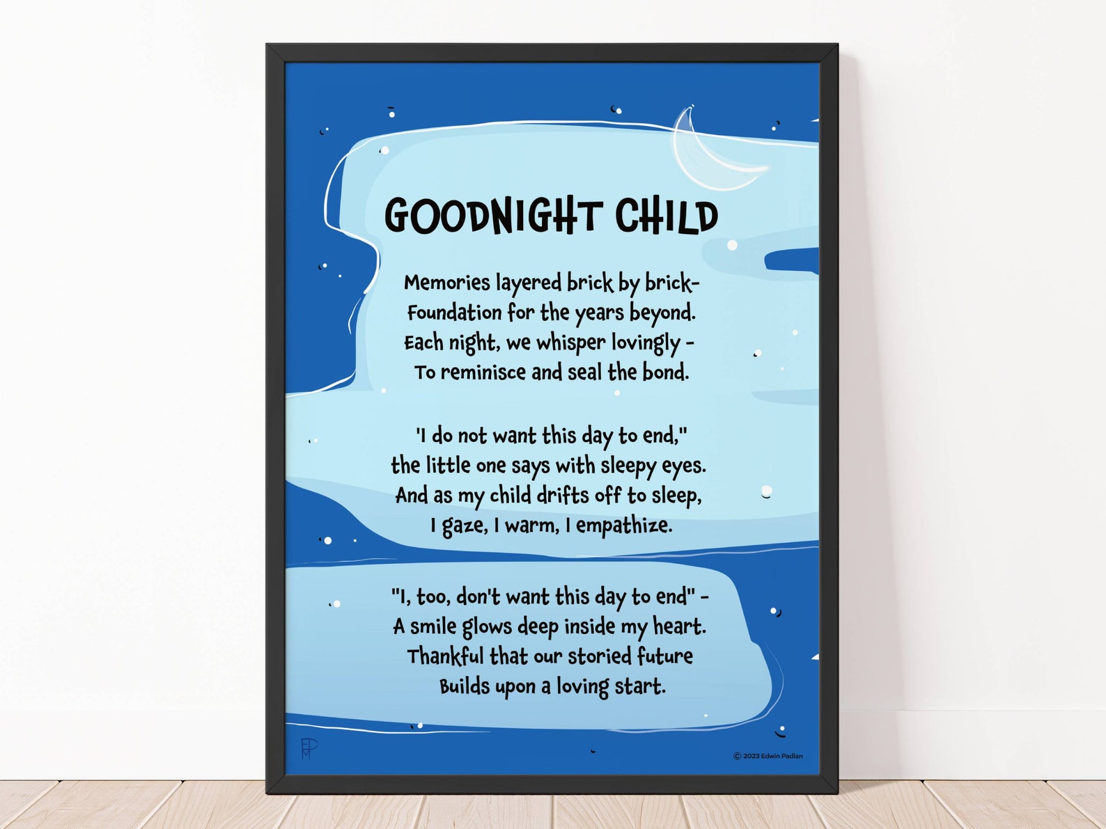 Goodnight Poem Art for Kid, Printable Goodnight Poem, Colorful ...