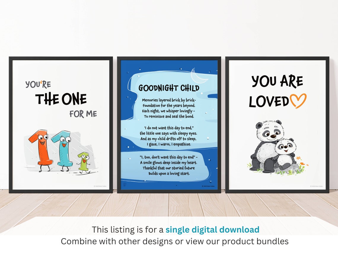 Goodnight Poem Art for Kid, Printable Goodnight Poem, Colorful ...