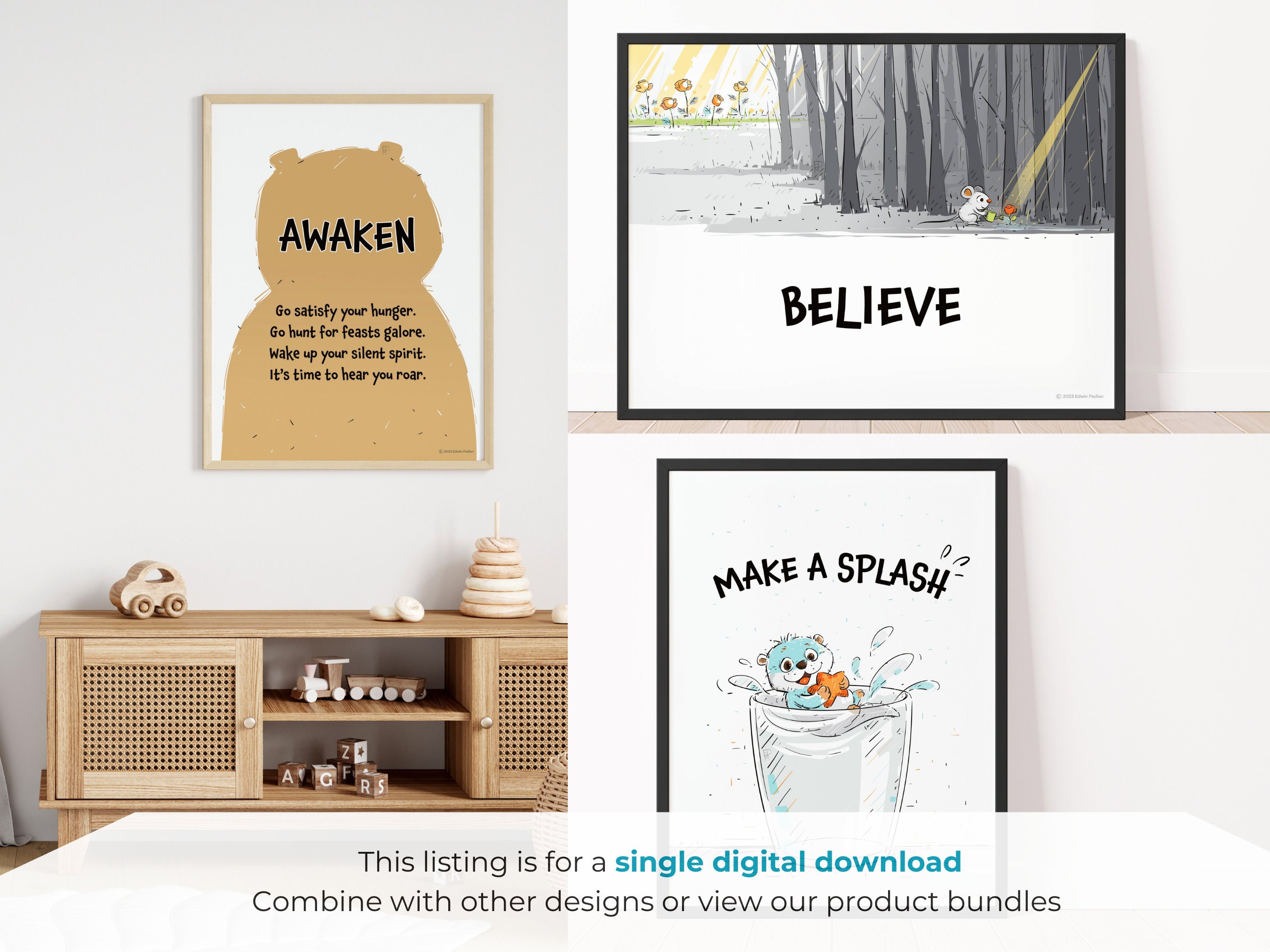 Awaken Poem Device Wallpaper for Kid, Colorful Bear Illustration ...